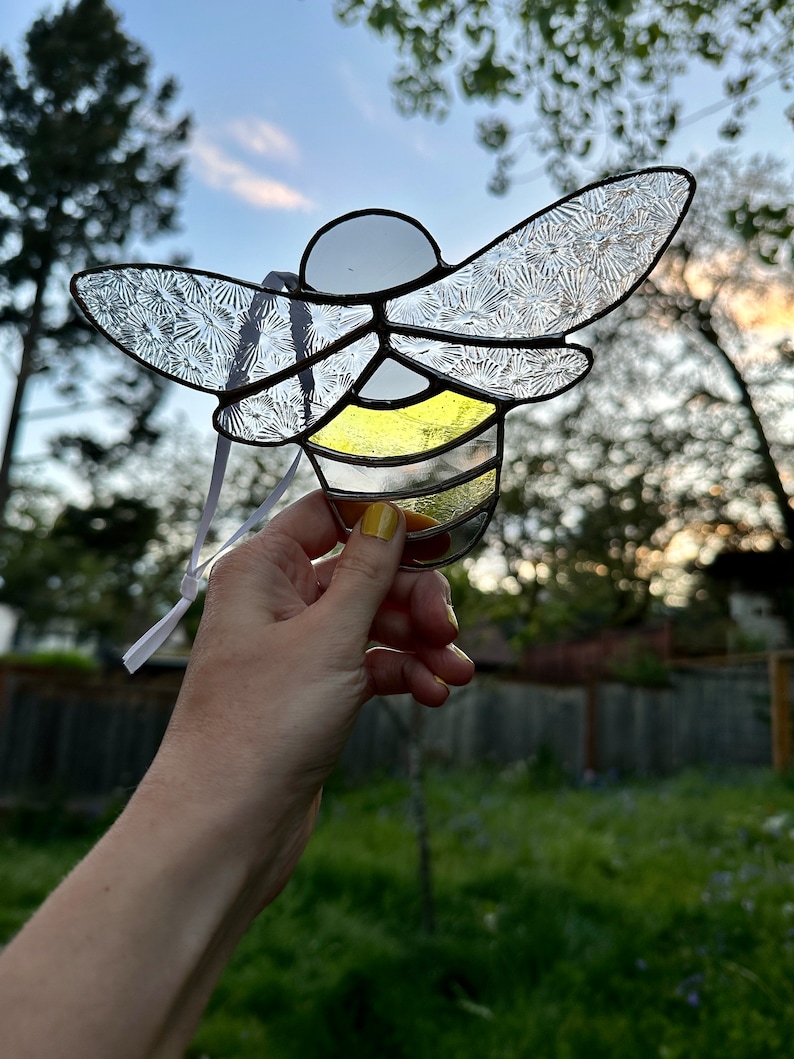 Stained Glass Bumble Bee Bee Suncatcher Modern Window Decor Nature ...