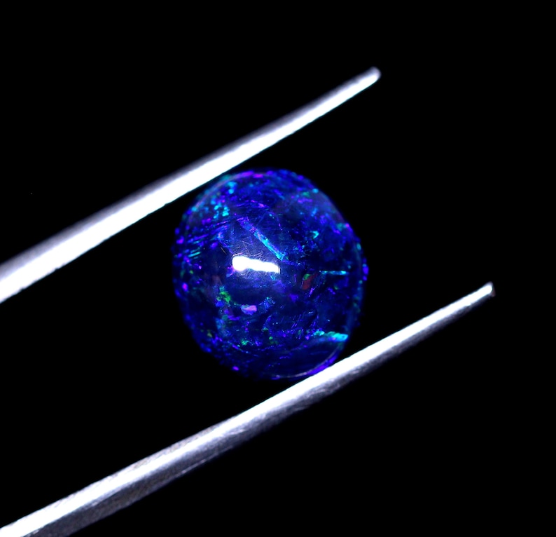 AAAAA+ Blue Fire Ethiopian Black Opal Oval - Loose Black Opal Gemstone ...