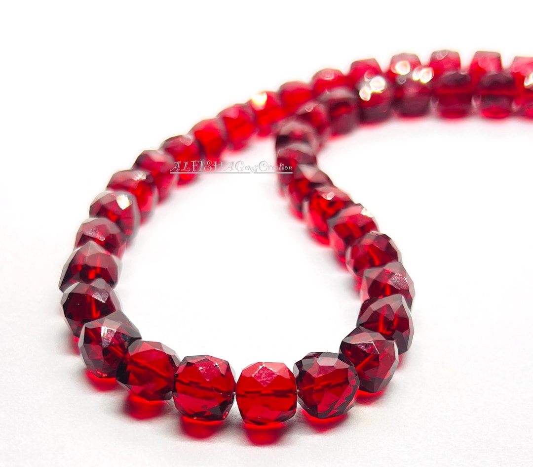 Red Ruby Quartz Faceted 3D Cube Box Beads for Jewlery Making-ruby ...