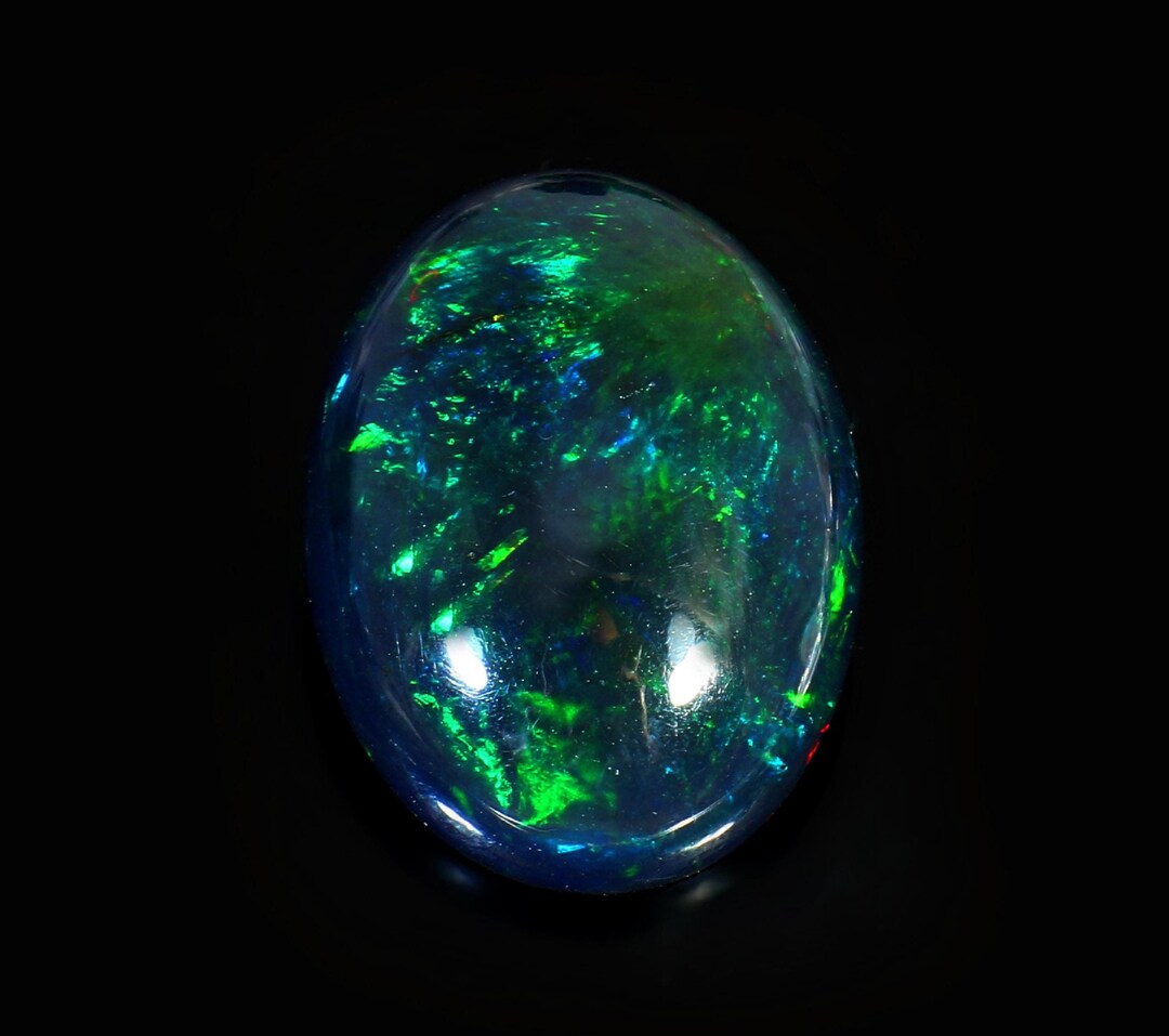 Large Black Opal Cabochon Gem High Fire Ethiopian Neon Multicolor Fire ...