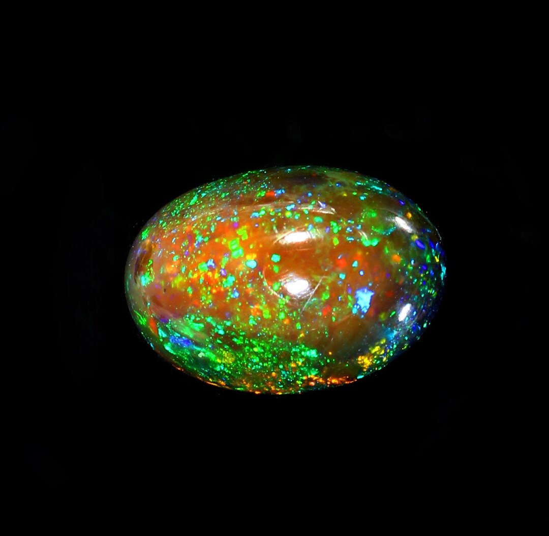 AAA Natural Ethiopian Black Opal Oval Gemstone – Dotted Fire Loose Opal ...