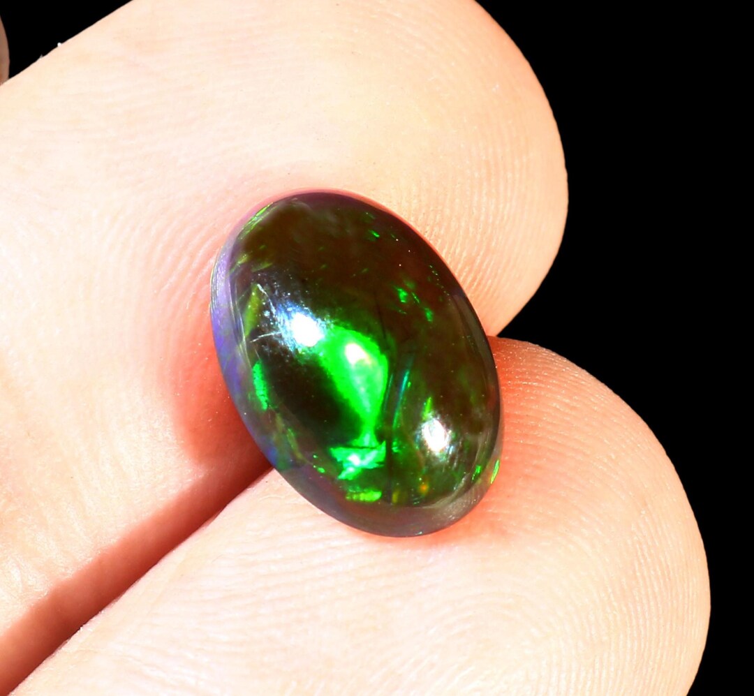 Natural Ethiopian Black Opal Green Fire Opal Gemstone | Flashy Opal ...