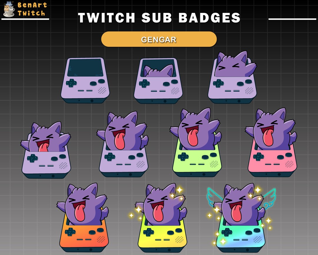 Gengar Game Controller Twitch Sub Badges, Cute Pokemon Sub Badges for ...