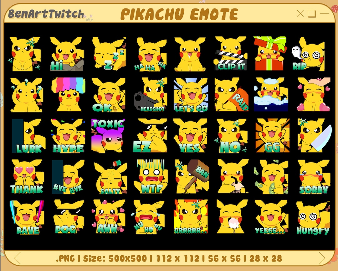 40x Pikachu Twitch Emotes Pack, Cute Pokemon Stream Emotes, Ready to ...