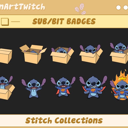 Stitch Twitch Sub Badges Cute Stitch Emotes Ready to Use for - Etsy