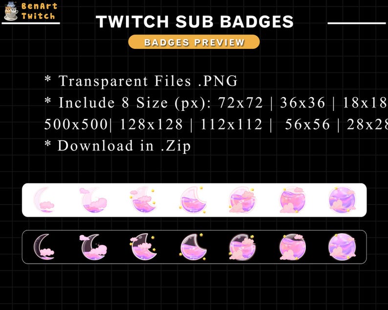 Moon Bat Twitch Sub Badges, Bat Twitch Badges, Complete Twitch Bit ...