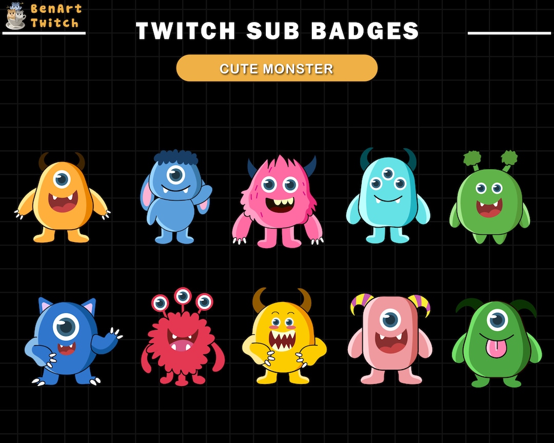 Cute Monsters Twitch Sub Badges, Halloween Twitch Badges for Streamers ...