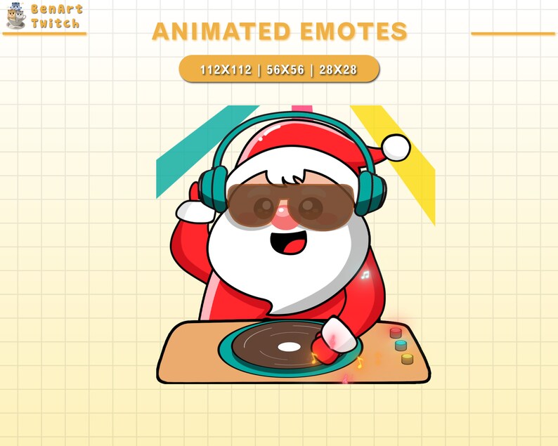 Animated Twitch Emote DJ Santa Claus, Cute Christmas Twitch Emotes ...