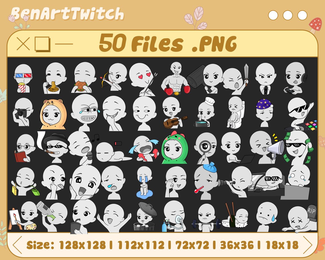 50x DIY Custom Emote Base Twitch Emotes Pack Chibi Base Draw - Etsy