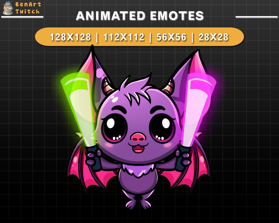 Animated Twitch Emote Cute Bat Cheering, Halloween Twitch Emotes ...