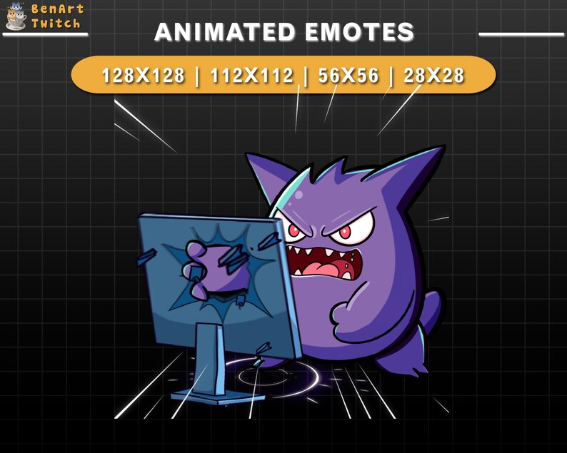 Animated Gengar Twitch Emote Pack, Kawaii Twitch Emotes With Dancing ...