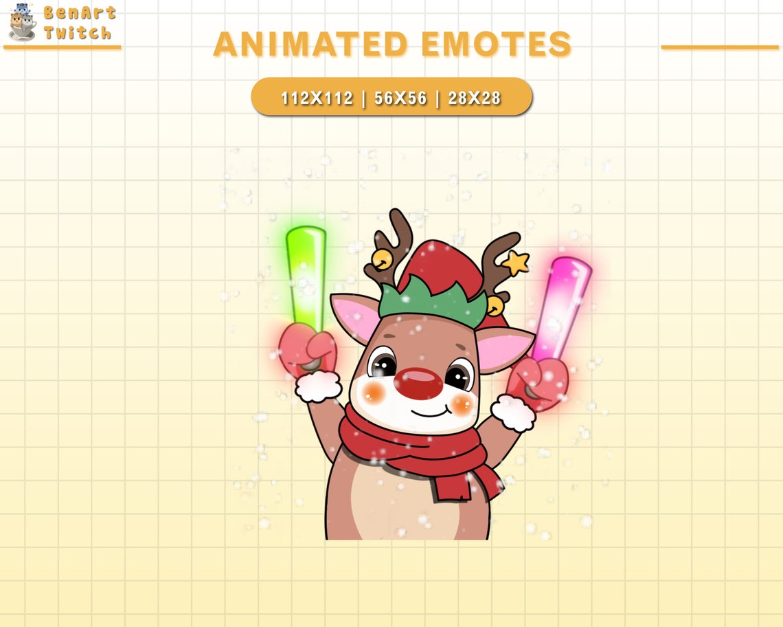 Animated Twitch Emote Reindeer Cheering, Cute Christmas Twitch Emotes ...