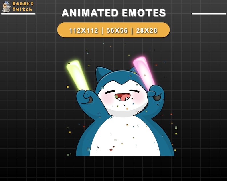 Emote animado de Twitch Snorlax animando, lindos gestos de Twitch de ...