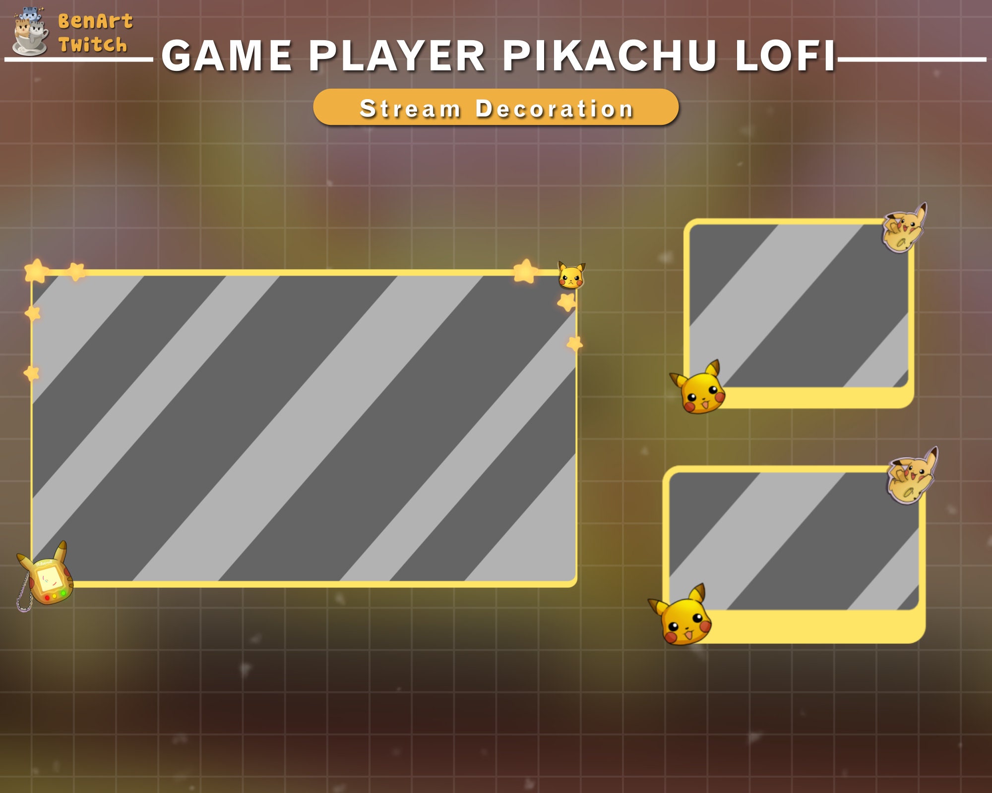 Animated Webcam Overlay Lo-fi Desk Pikachu, Cute Pikachu Twitch Webcam ...