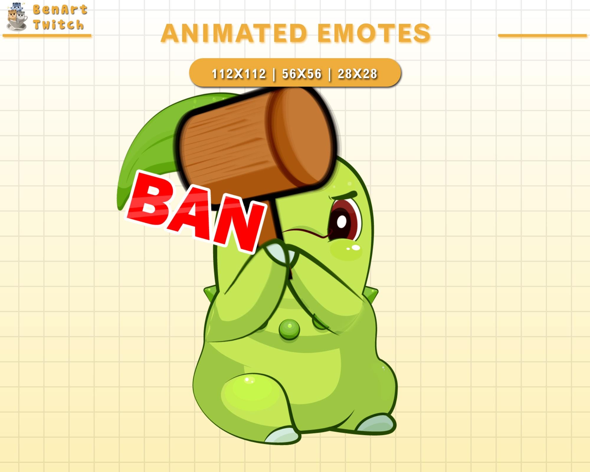 Animated Twitch Emote Chikorita BAN, Cute Pokemon Twitch Emotes, Cute ...