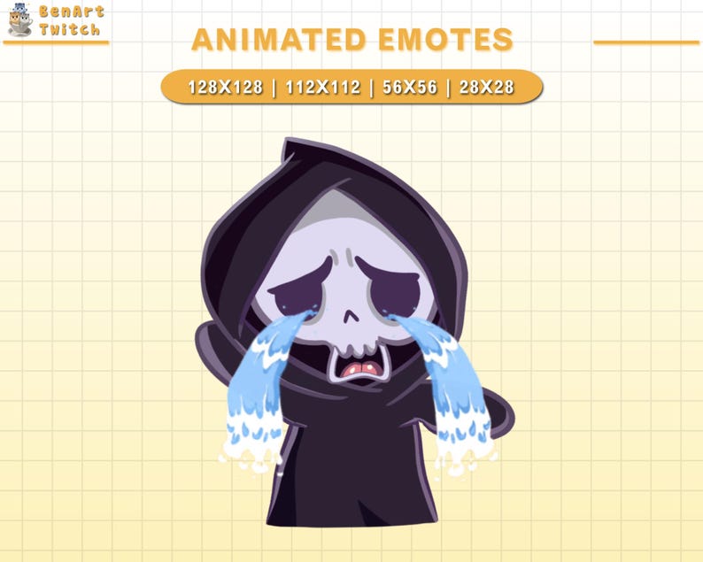 Animated Twitch Emote Cute Reaper Crying, Kawaii Twitch Emotes, Cute ...