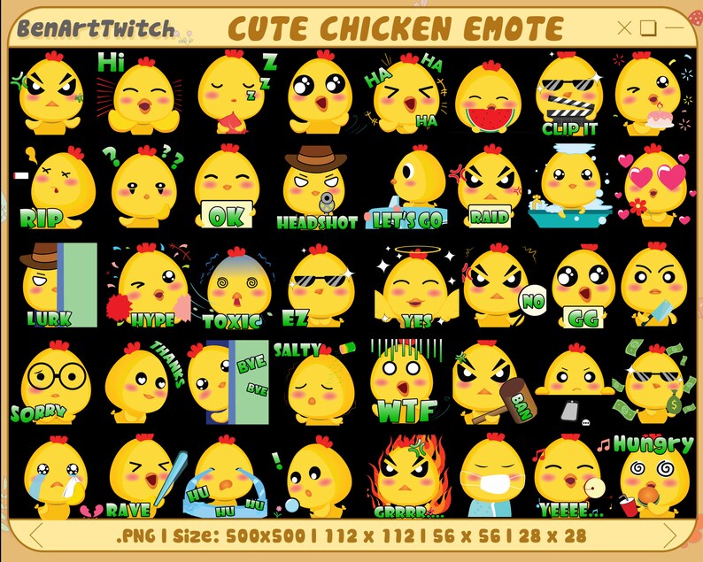 40x Chicken Twitch Emotes, Cute Emotes, Ready to Use for Twitch, Chat ...