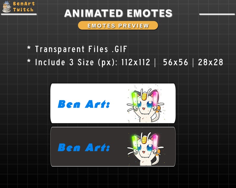 Animated Twitch Emote Pokemon Meowth Cheering, Cute Cat Twitch Emotes ...