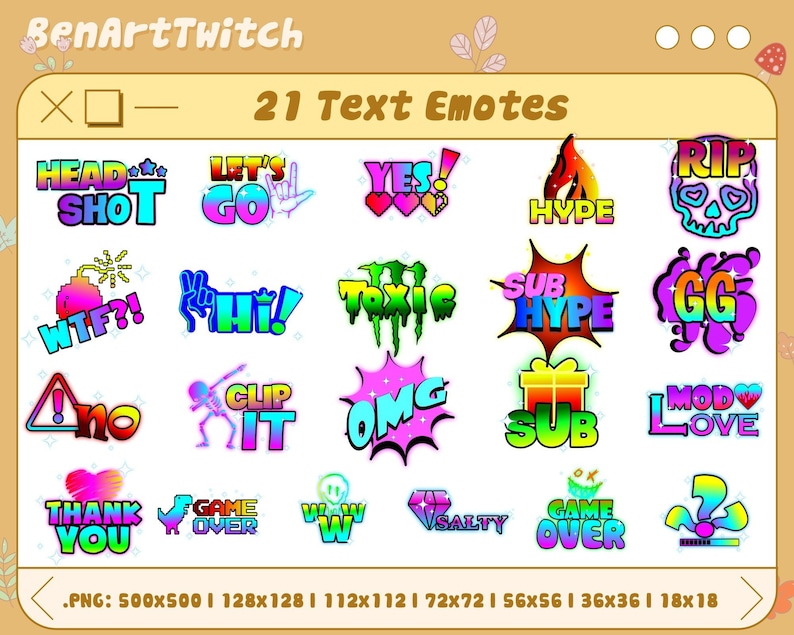 21x Twitch Text Emotes Pack, Discord Text Emotes, Cute Ready to Use for ...