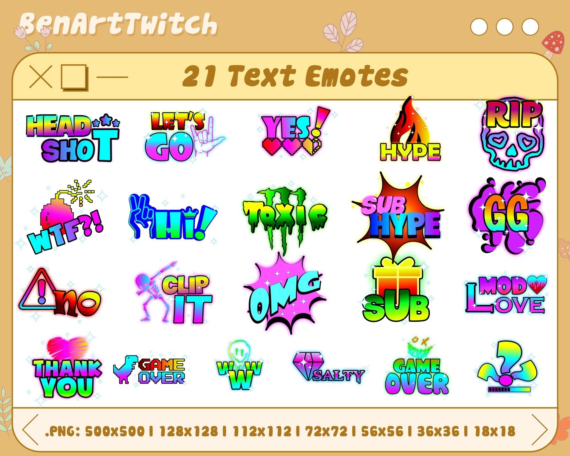 21x Twitch Text Emotes Pack, Discord Text Emotes, Cute Ready to Use for ...