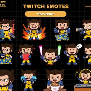 Wolverine Twitch Emote Pack – Cute Chibi Static Emotes for Streamers ...