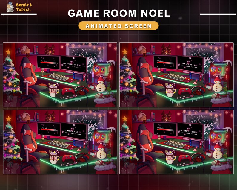 Animated Twitch Screens Game Room Christmas, Lo-fi Room Xmas Stream ...