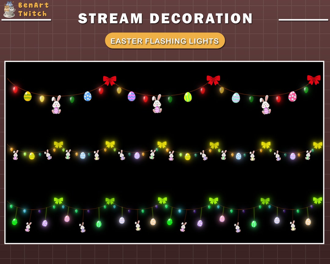 3x Animated Easter Flashing Lights, Rabbit String Twitch Stream ...