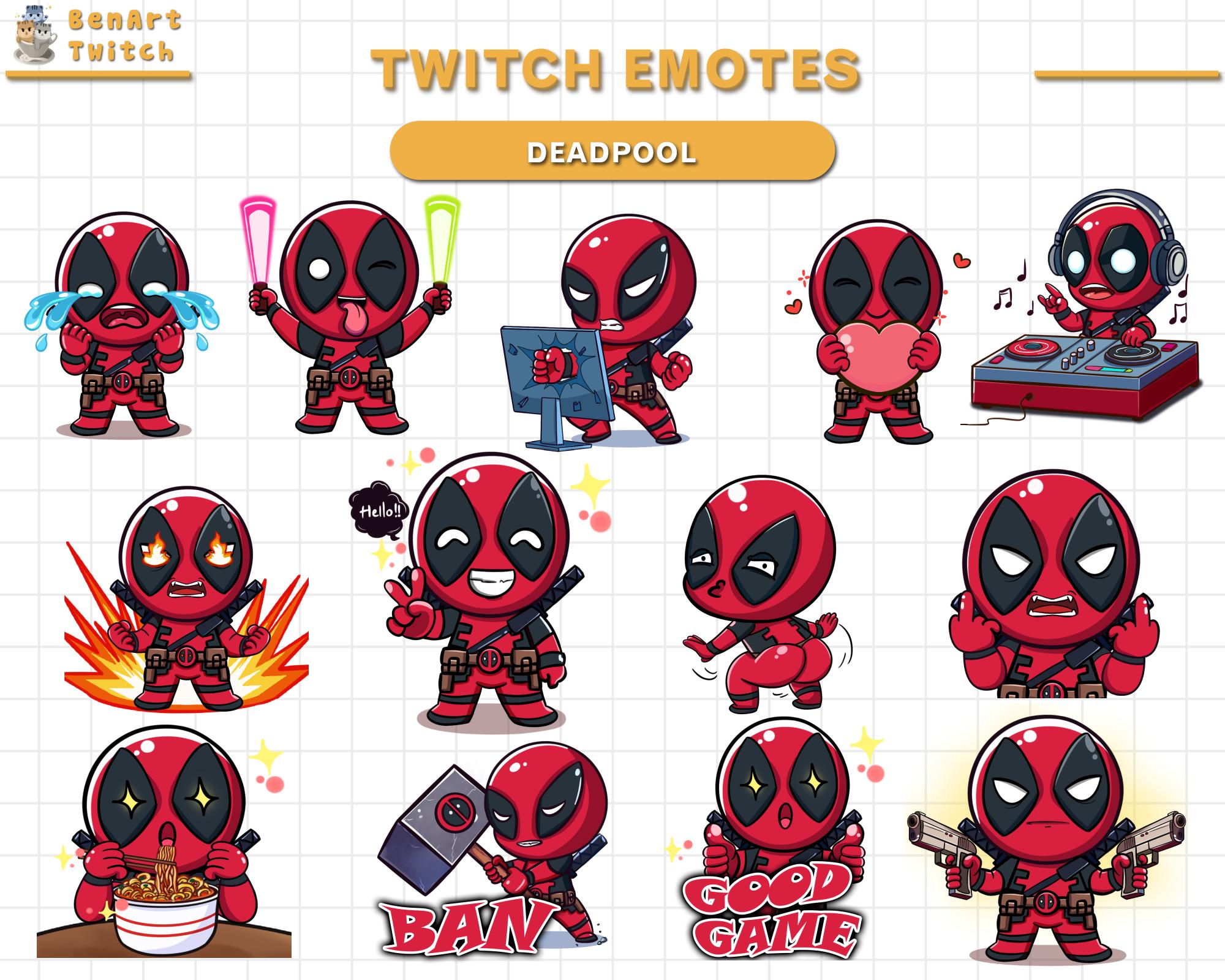 13x Deadpool Twitch Emotes, Funny Static Emotes for Twitch, Youtube ...