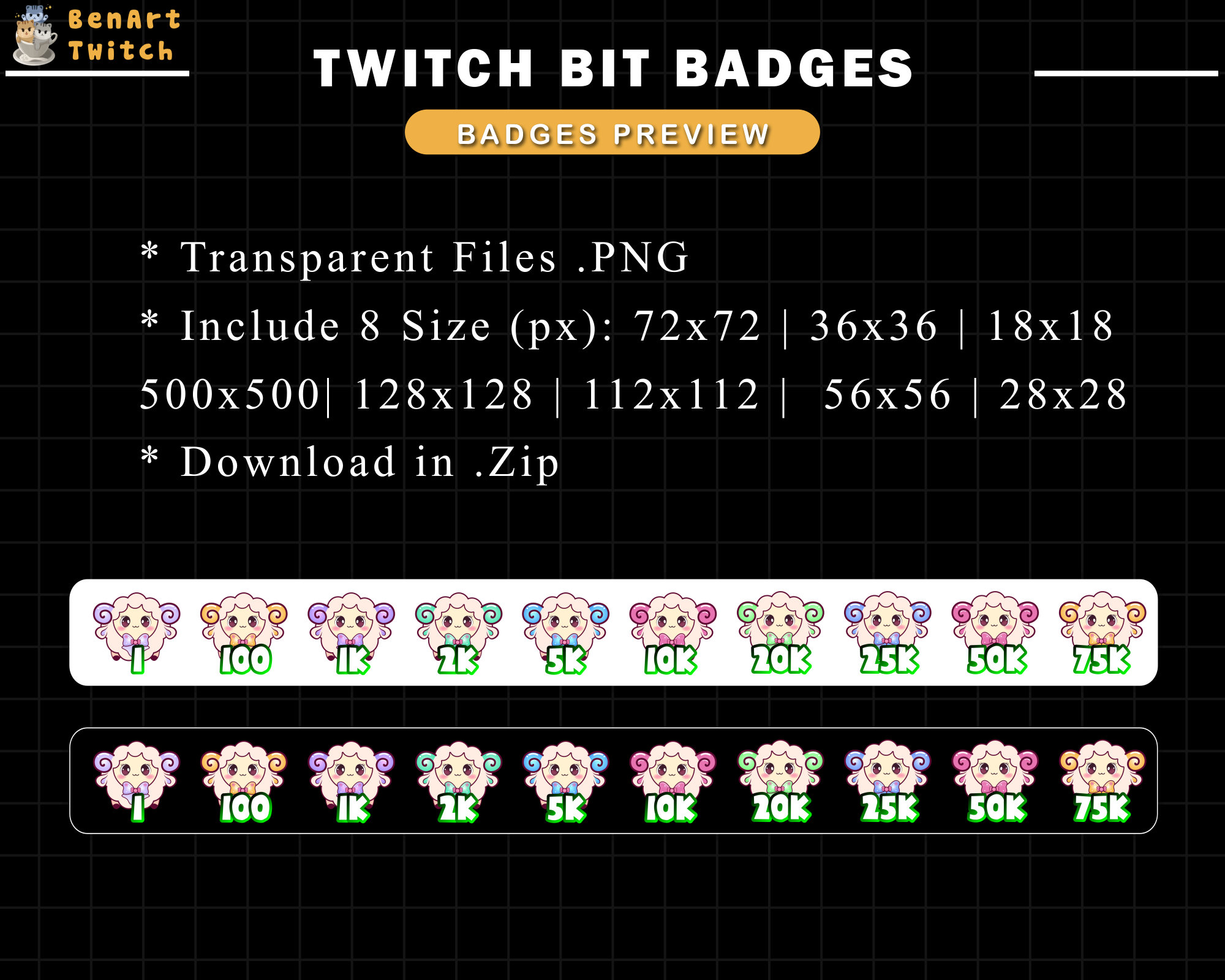 30x Cute Sheep Twitch Bit Badges, Cute Sheep Twitch Sub Badges, Numbers ...