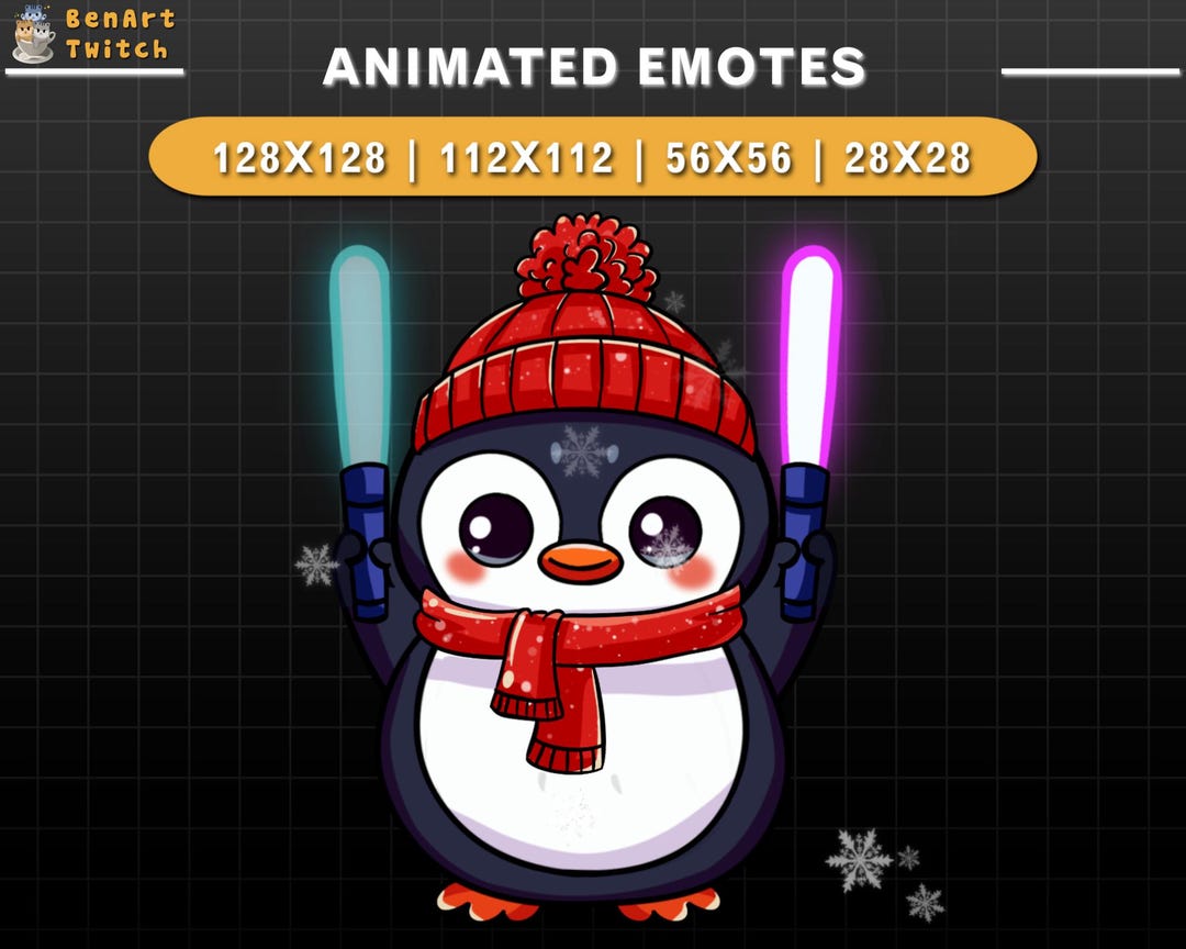 Animated Twitch Emote Penguin Cheering, Christmas Twitch Emotes, Cute ...