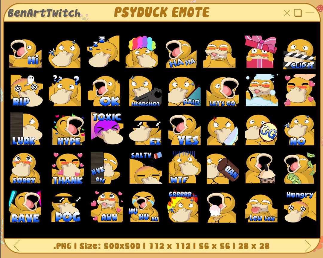 40x Psyduck Twitch Emotes Pack, Cute Pokemon Stream Emotes, Ready to ...