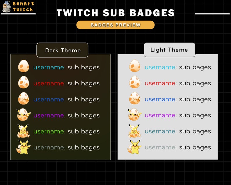 Pikachu Twitch Sub Badges, Cute Pokemon Sub Badges for Streamers ...