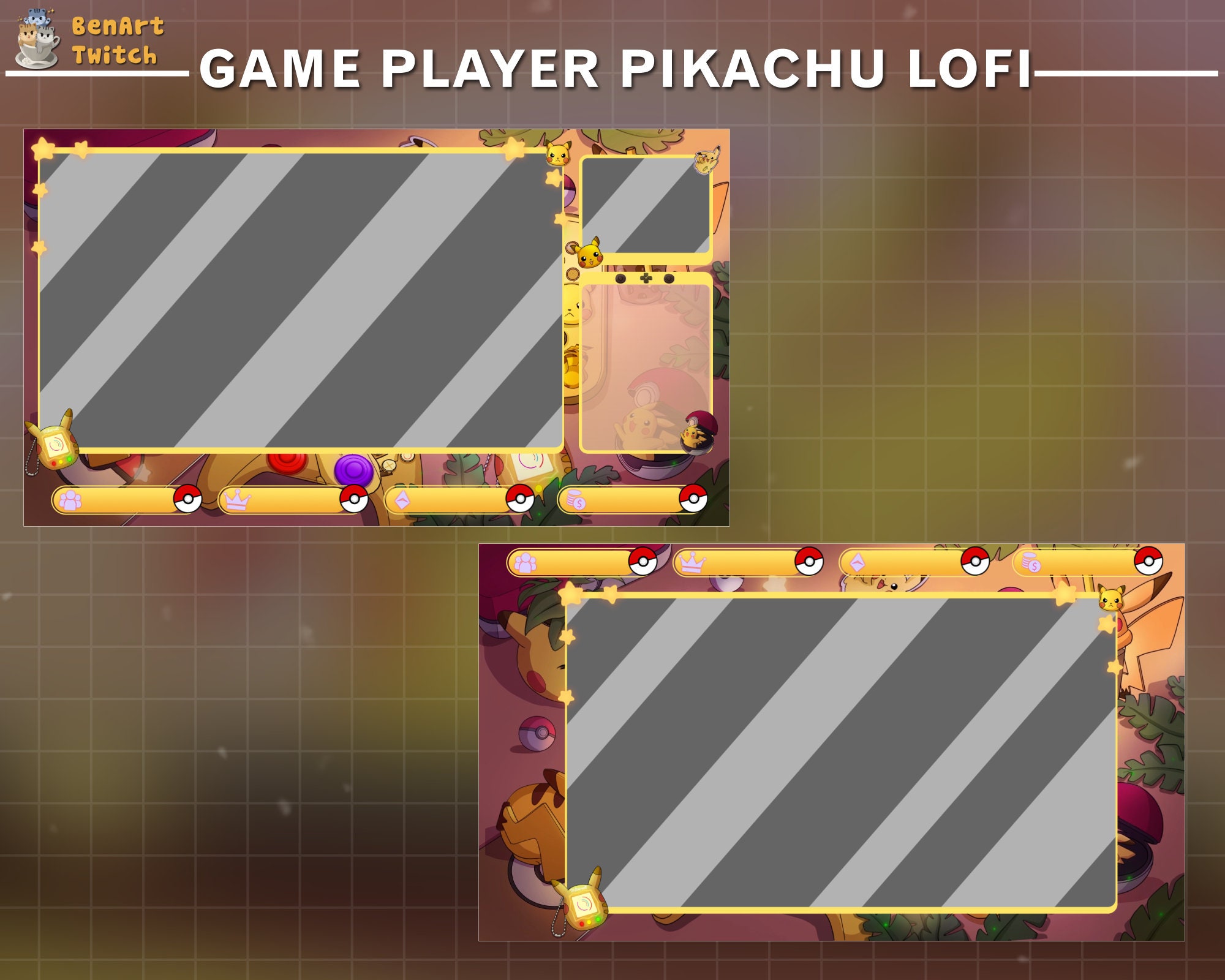 Animated Twitch Overlay Lo-fi Desk Pikachu, Cute Pikachu Stream Package ...