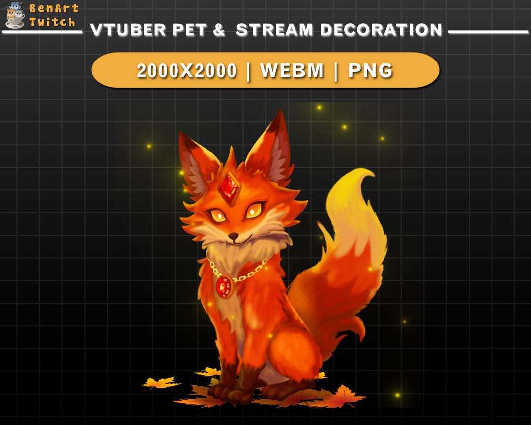 Animated Fall Fox Vtuber Pet, Autumn Stream Decoration With Maple ...