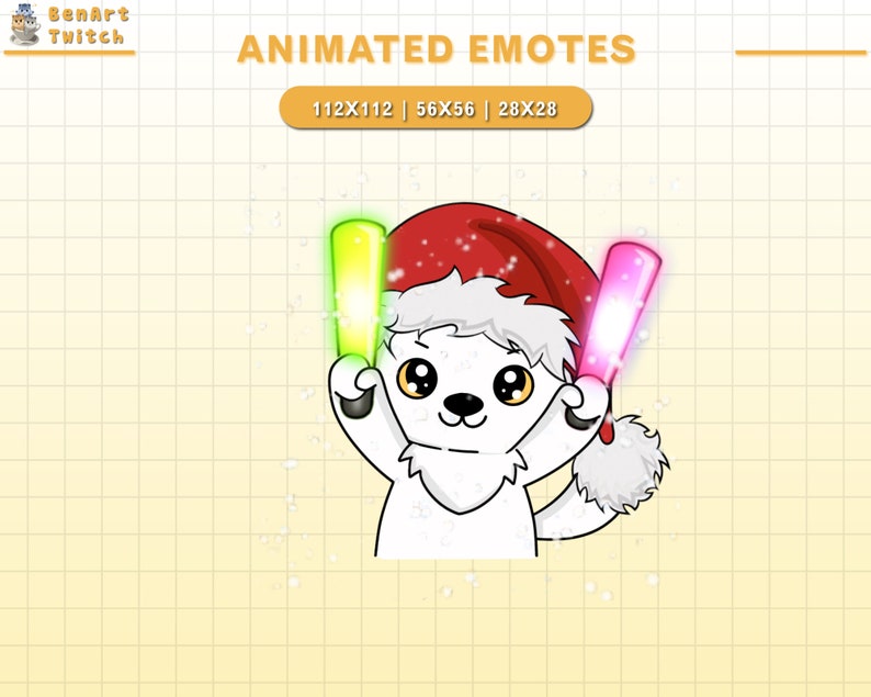 Animated Twitch Emote Winter Wolf Cheering, Cute Christmas Twitch ...