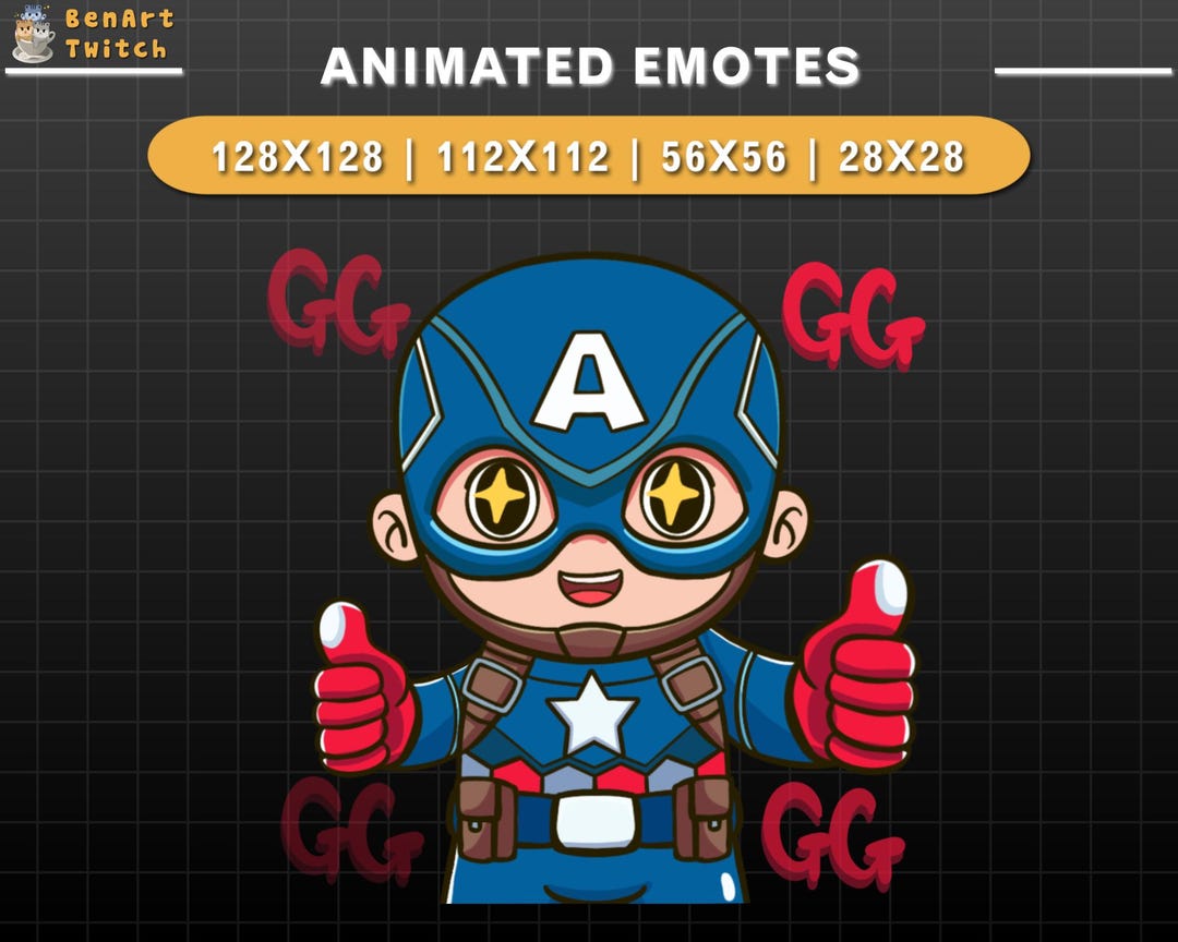 Animated Twitch Emote Captain America GG, Funny Emotes, Kawaii Emotes ...