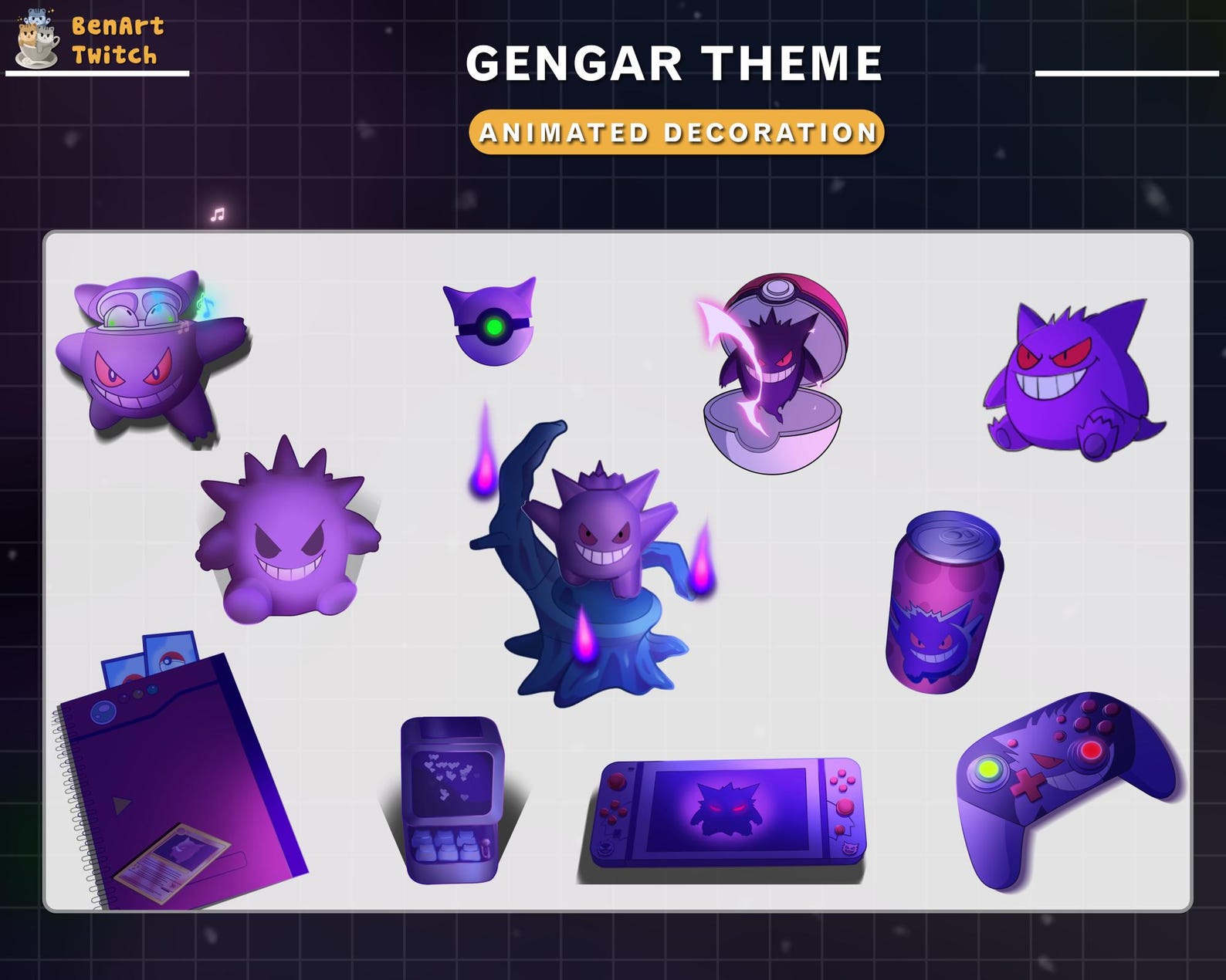 12x Gengar Decoration Twitch – Animated Stream Decoration With Gengar ...