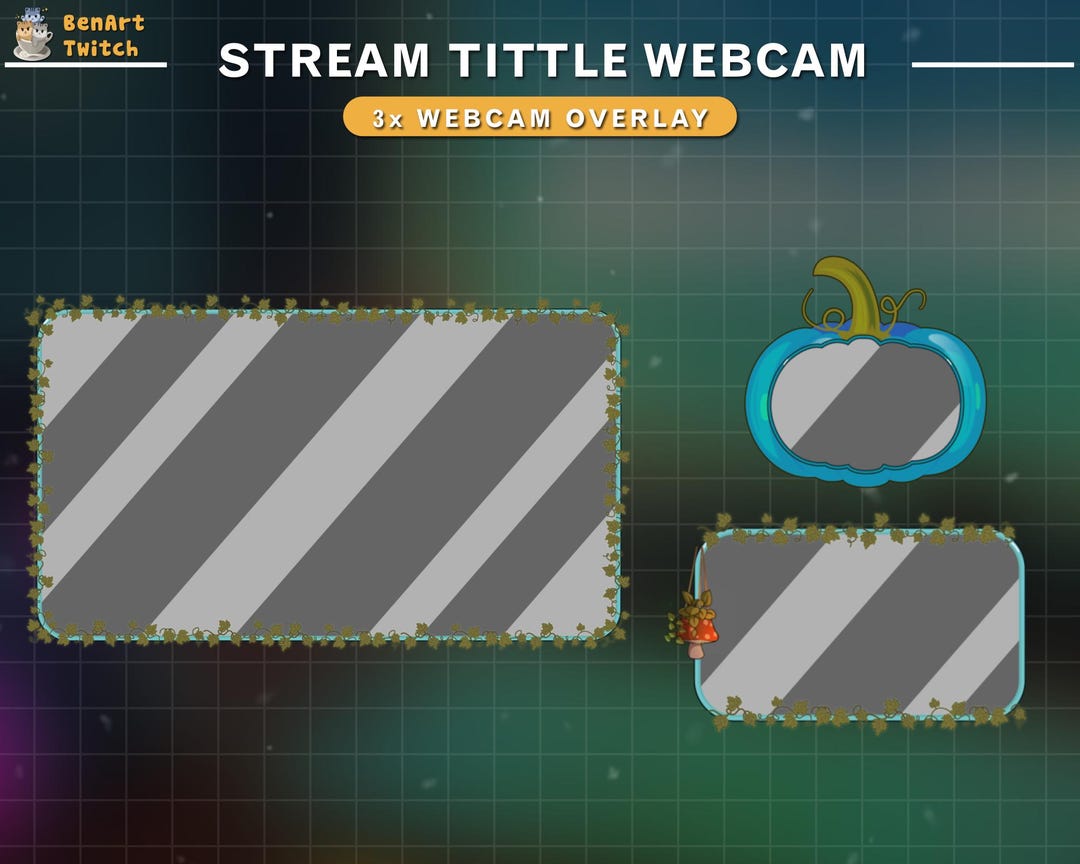 Animated Fall Webcam Overlay, Autumn Webcam Border Green Theme With ...