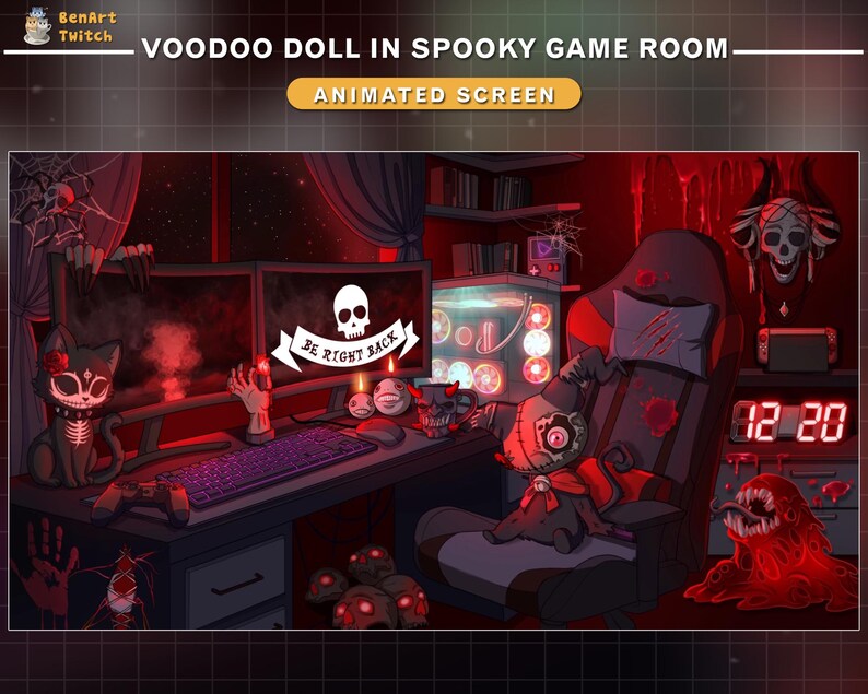 Animated Stream Screen Blood Horror Voodoo Doll Gaming Room Twitch ...
