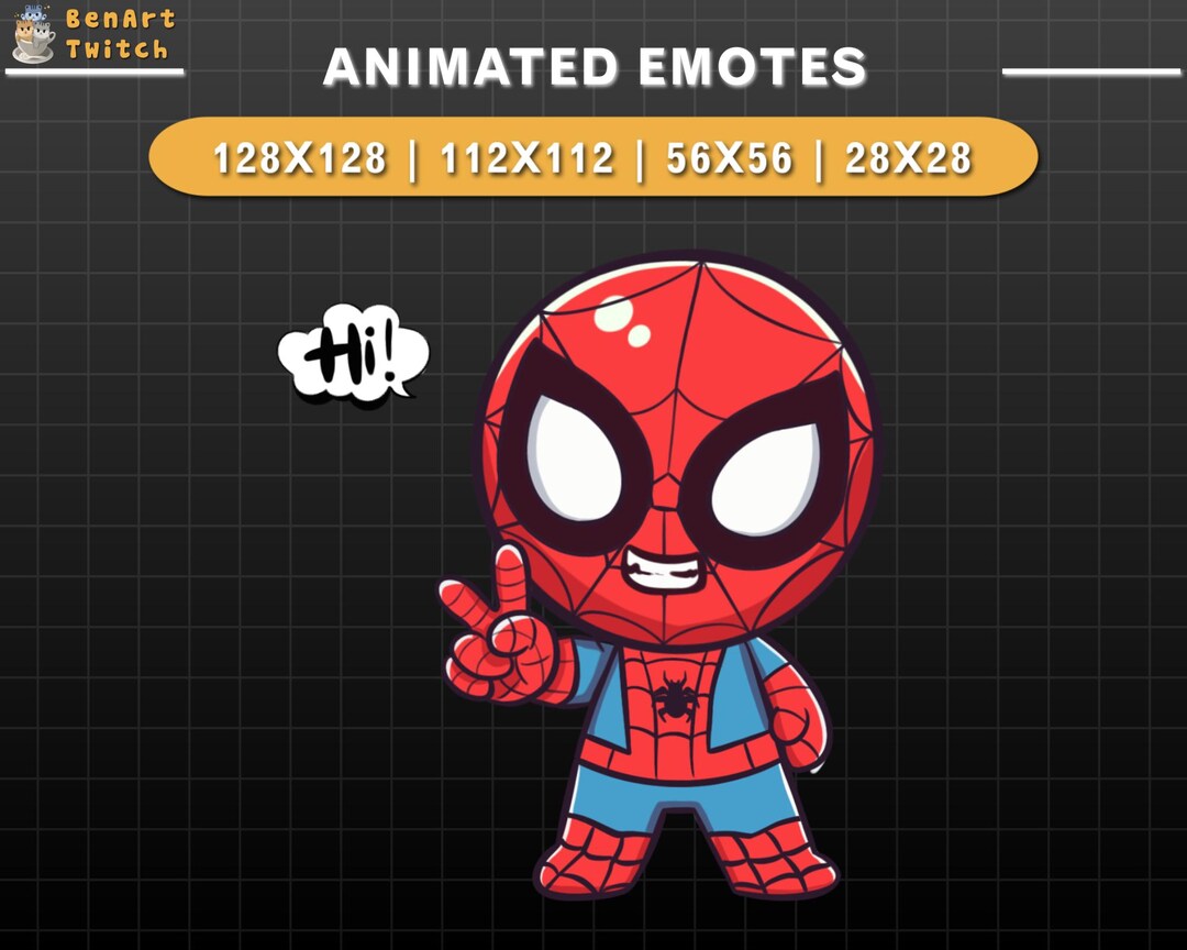 Animated Twitch Emote Spider-man Hi, Marvel Twitch Emotes, Cute Emotes ...