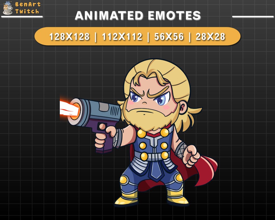 Animated Thor Shoots Twitch Emote, Cute Thor Cool , Chibi Superhero ...