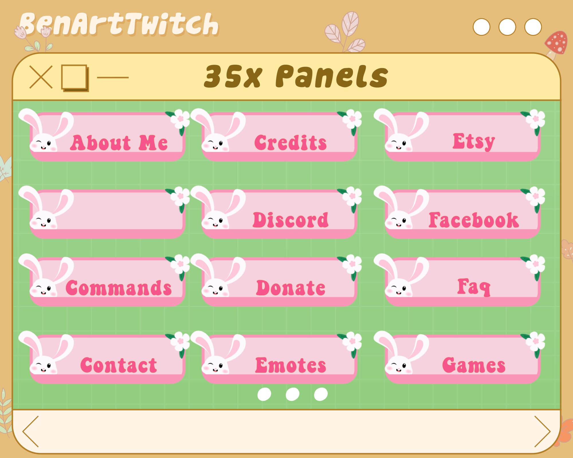 35x Cute Bunny Twitch Panels, Rabbit Stream Panels for Twitch Profile ...
