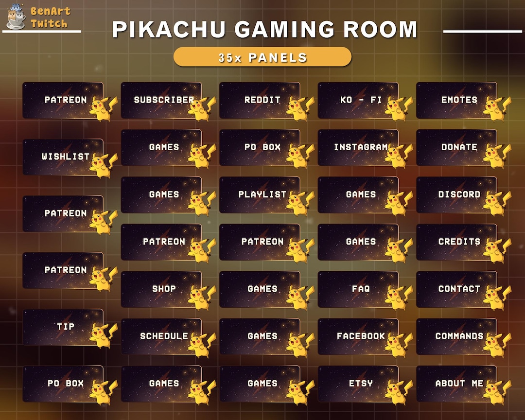 Pikachu Twitch Panels Pack, Pikachu Panels - Etsy