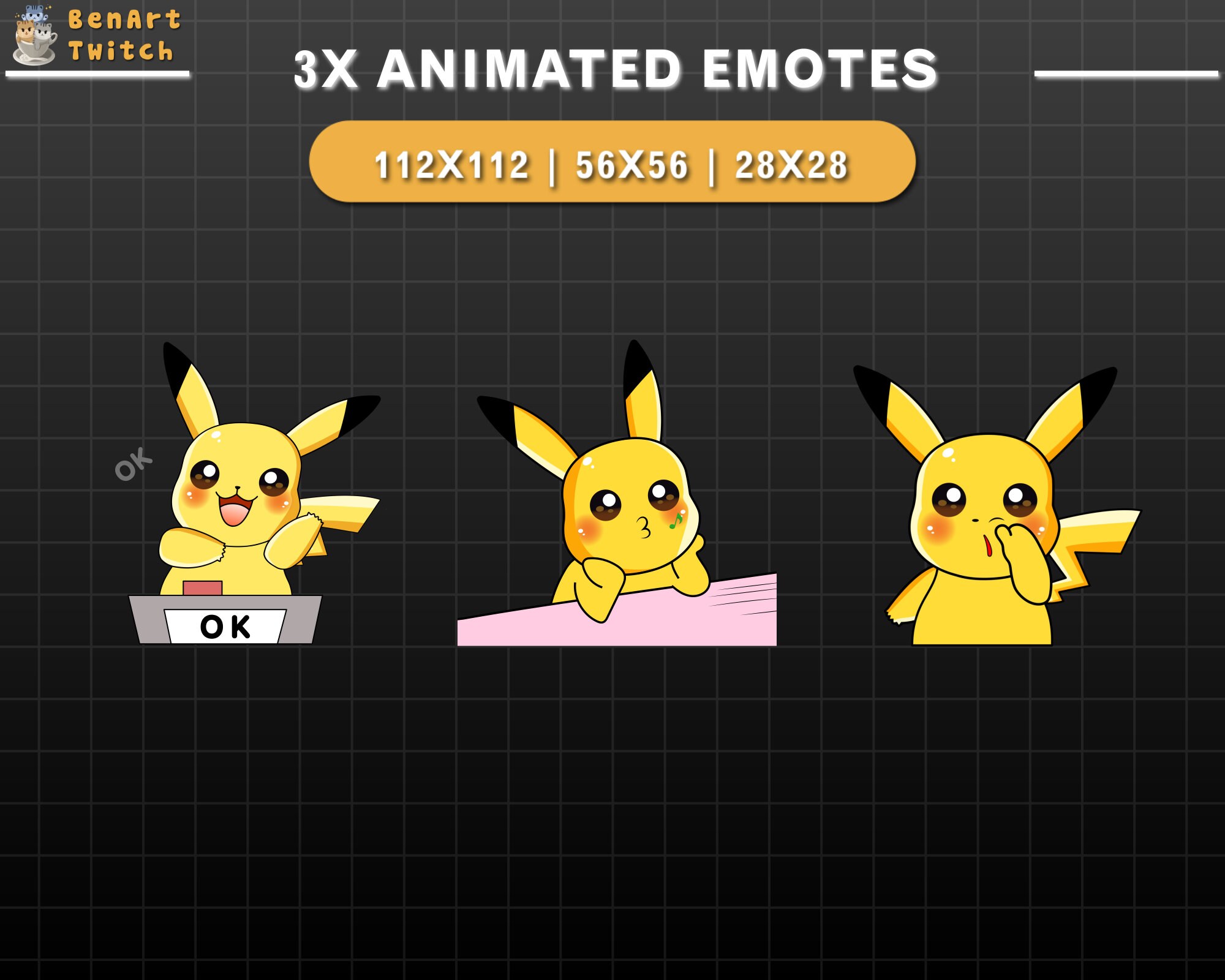3x Animated Twitch Emote Cute Pikachu, Cute Pokemon Twitch Emotes 2 ...