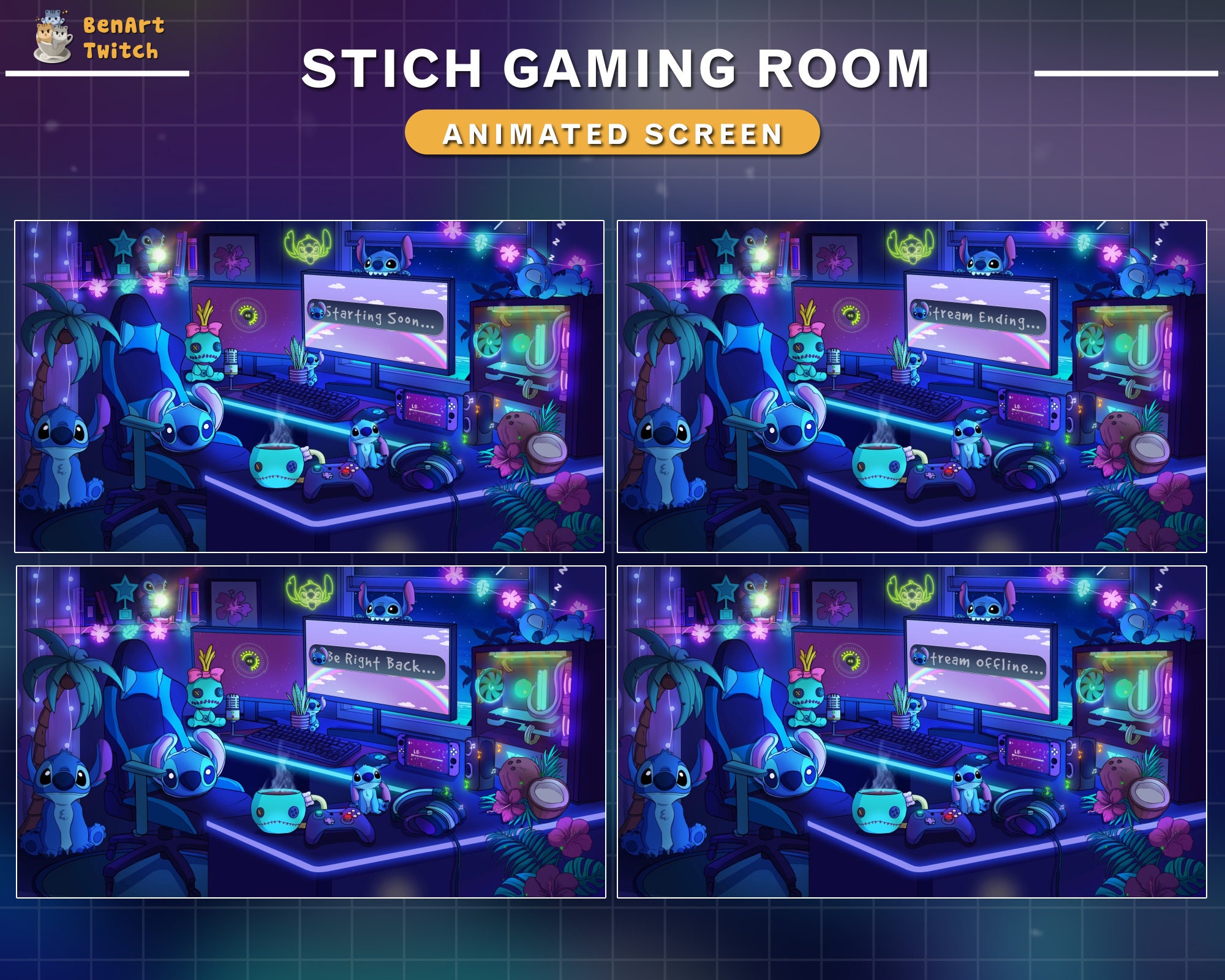 Animated Twitch Screens Game Room Stitch, Cute Stitch Stream Screens ...