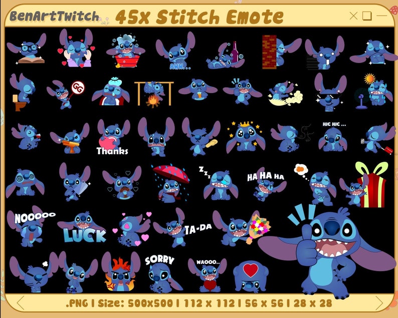 45 Stitch Twitch Emotes Pack, Cute Emotes, Ready to Use for Twitch ...