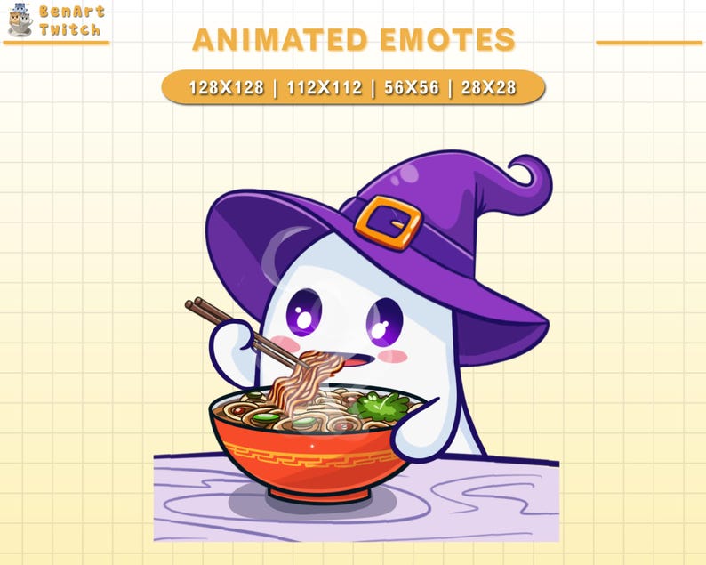 Animated Twitch Emote Cute Ghost Ramen, Halloween Twitch Emotes, Cute ...