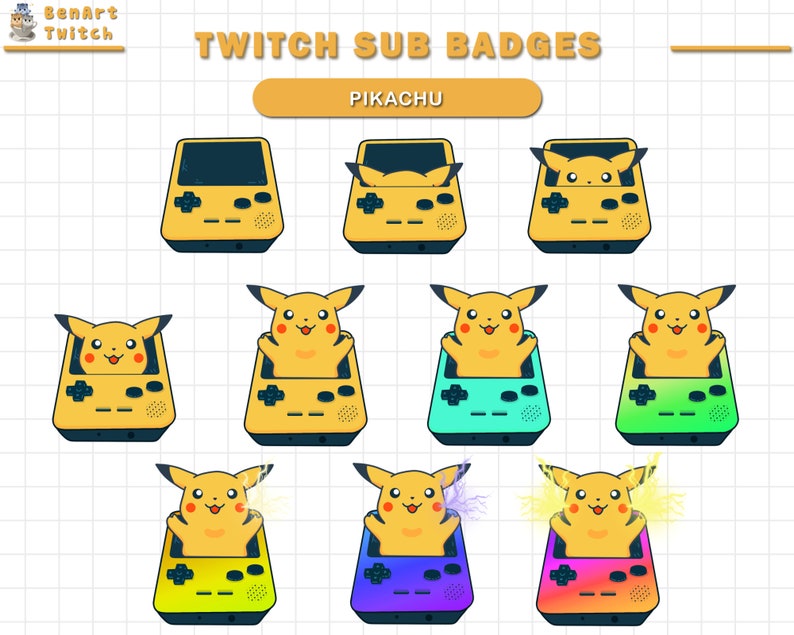 Pikachu Game Controller Twitch Sub Badges, Cute Pokemon Sub Badges for ...