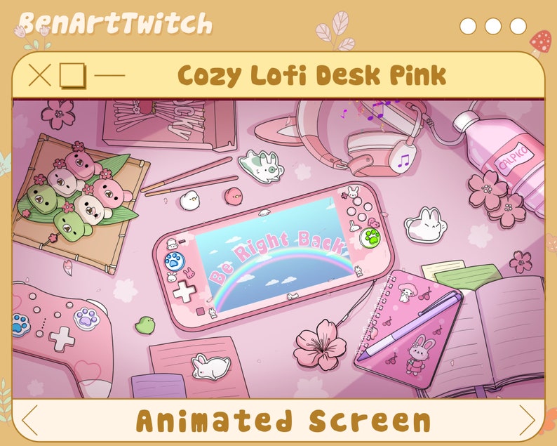 Animated Lofi Desk Stream Package Pastel Pink Sakura Twitch - Etsy