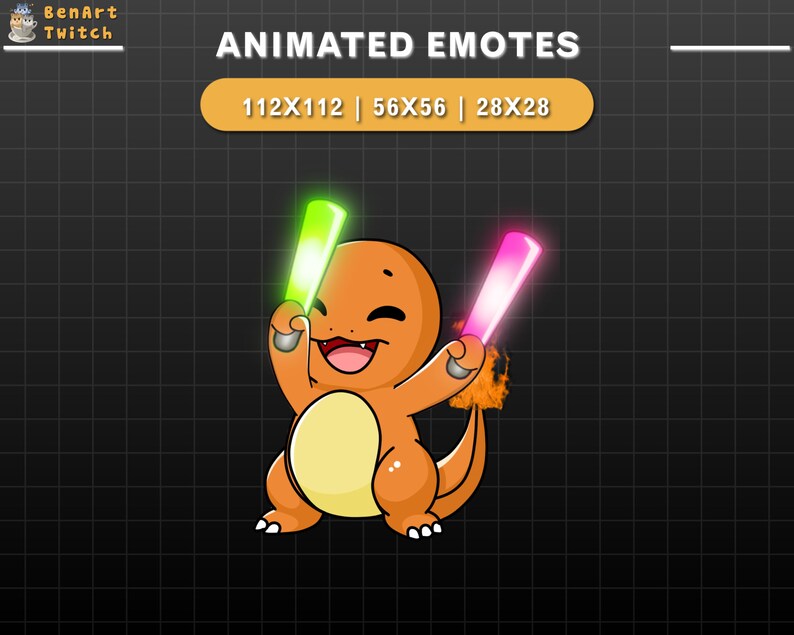 Animated Twitch Emote Pokemon Fire Dinosaur Cheering, Cute Dinosaur ...